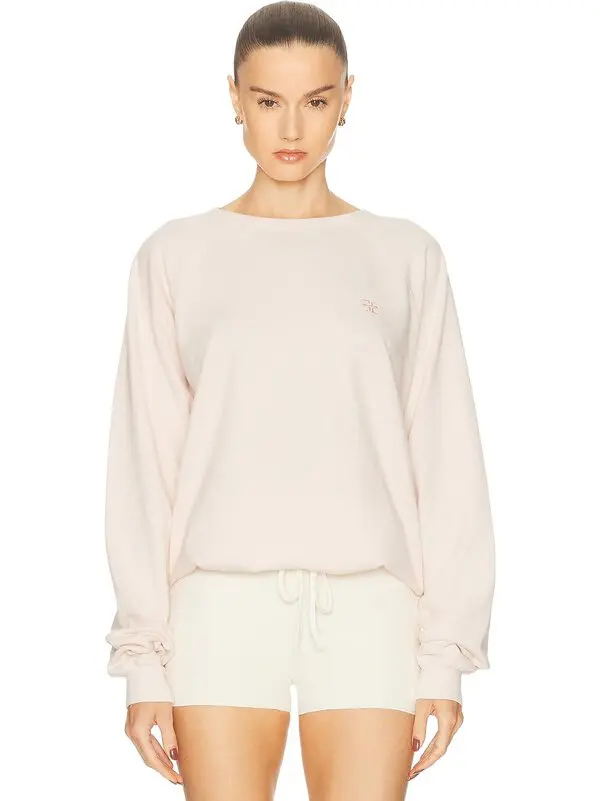 Eterne Oversized Lightweight French Terry Raglan Sweatshirt - Dusty Pink