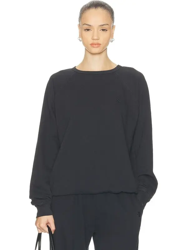 Eterne Oversized Lightweight French Terry Raglan Sweatshirt - Faded Black