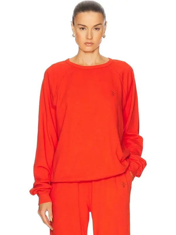 Eterne Oversized Lightweight French Terry Raglan Sweatshirt - Poppy