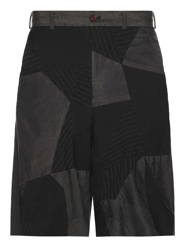 Comme Des Garçons Gabardine Patchwork Shorts - Black