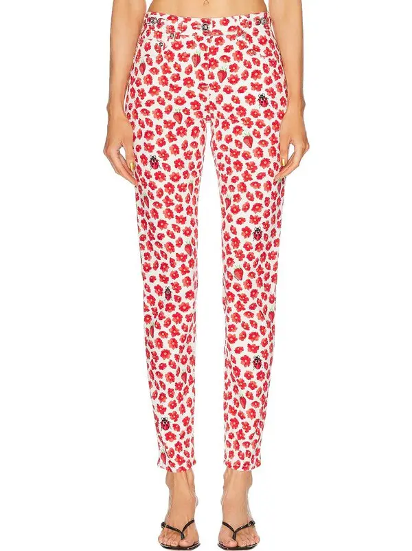 Versace High Waisted Pant - White & Red