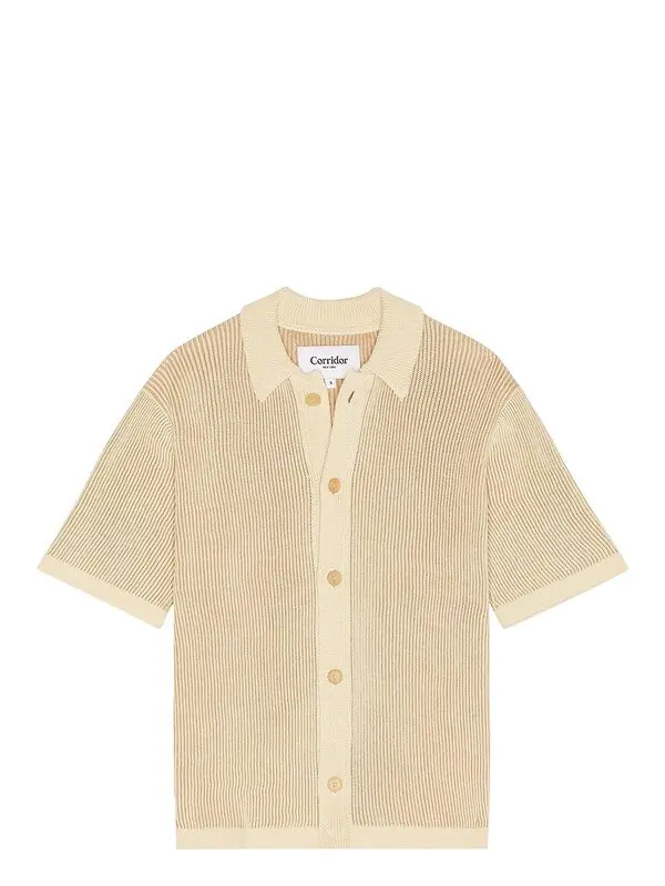CORRIDOR Button Down Shirt In Cream - Natural