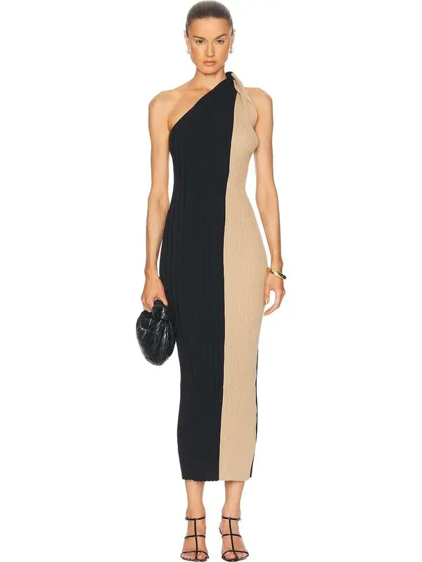 BY MALENE BIRGER Noto One Shoulder Dress - Bicolor Block