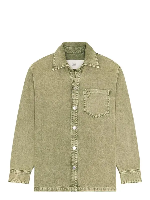 Ami Adc Overshirt In Green - Laurel