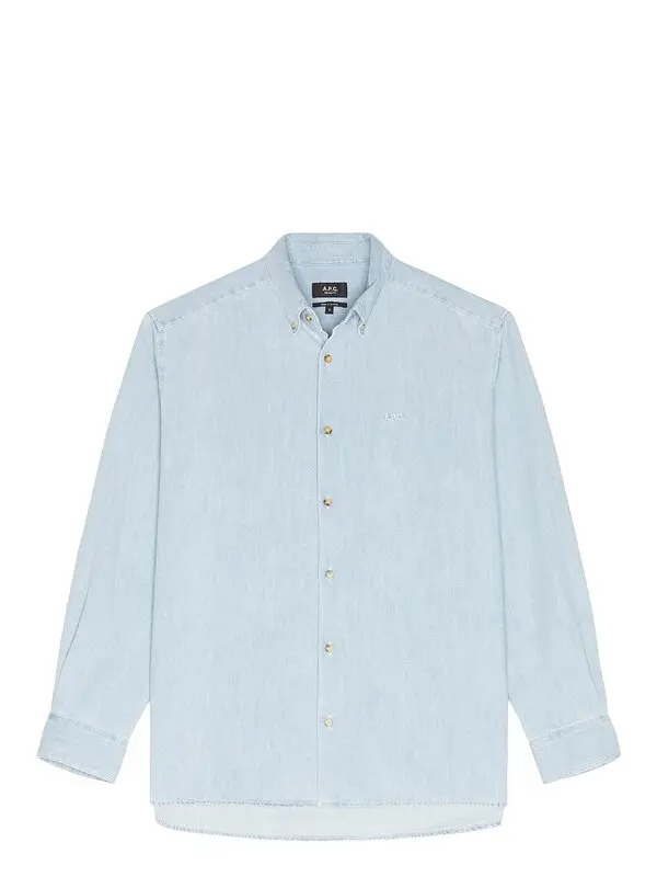 A.p.c. Chemise Mathias Long Sleeve Shirt In Blue - Pale Blue