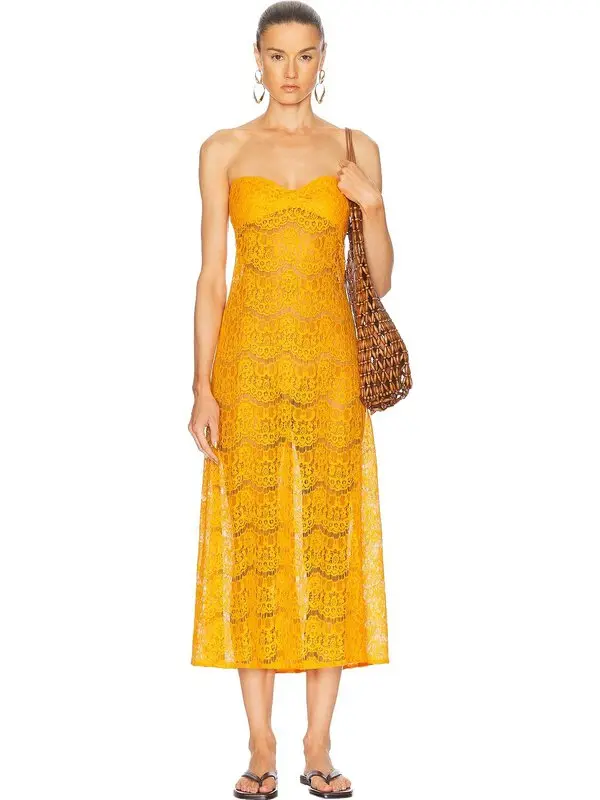 Éliou Catarina Strapless Lace Dress - Tangerine