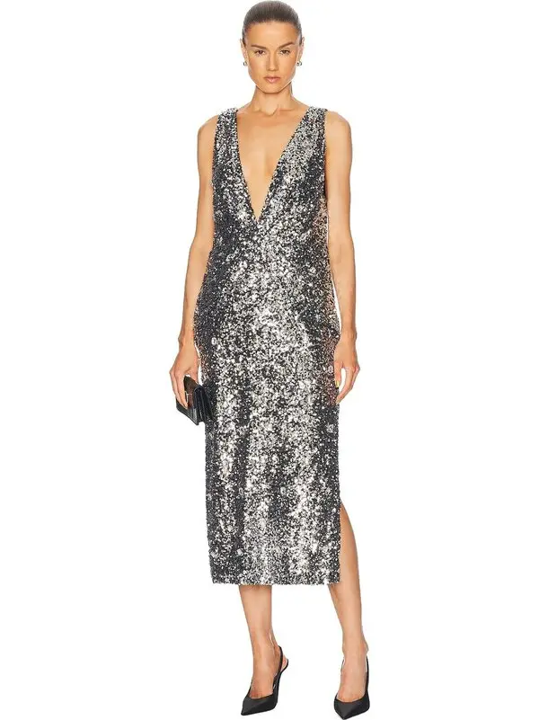 Brandon Maxwell The Santha Metallic Dress - Silver