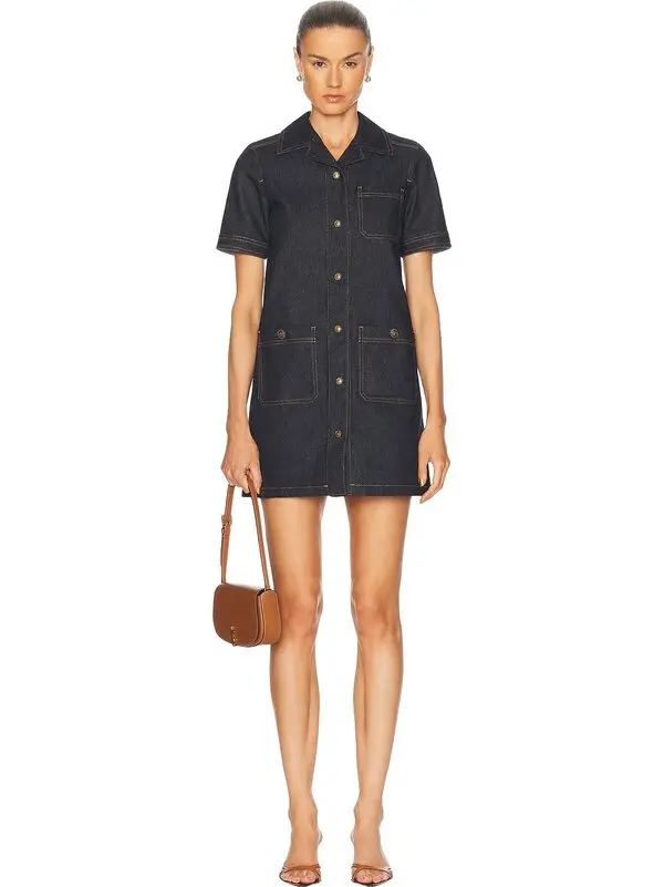 Moncler Button Up Mini Dress - Blue Navy Denim