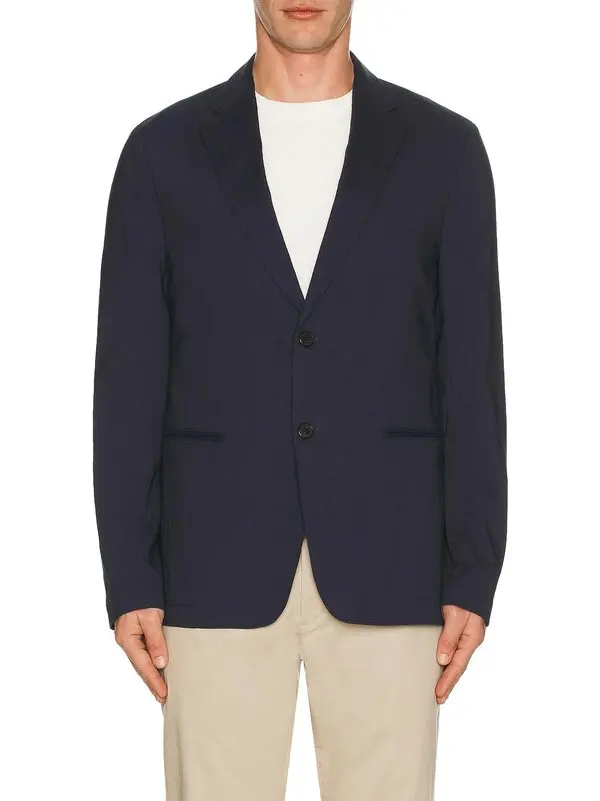 Theory Stretch Linen Clinton Blazer In Black - Eclipse