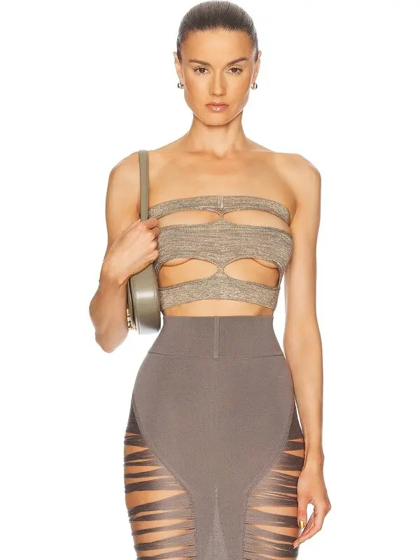 Rick Owens Tanja Bandeau Top In Metallic - Gold