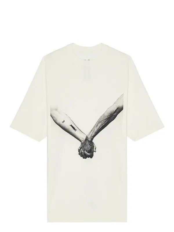 Rick Owens Jumbo Tee In Ivory - Natural & Black