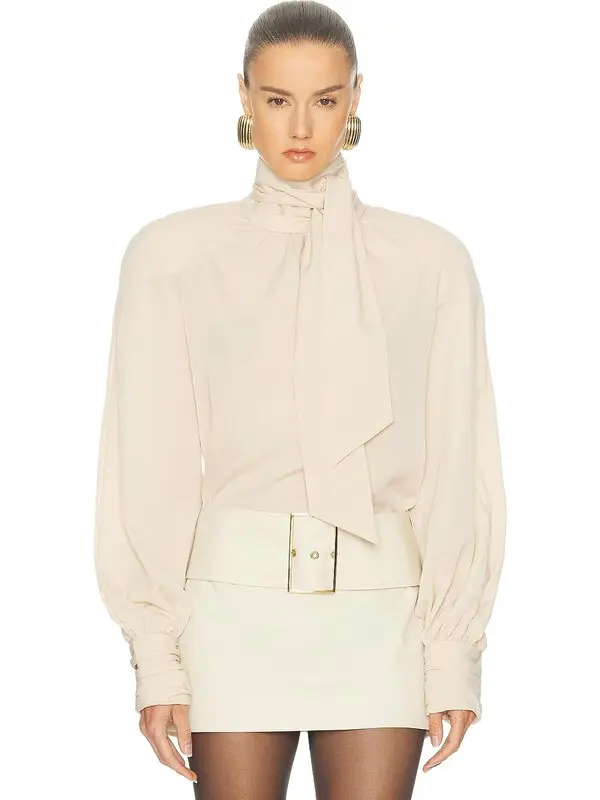 ROWEN ROSE Long Sleeve Top - Beige