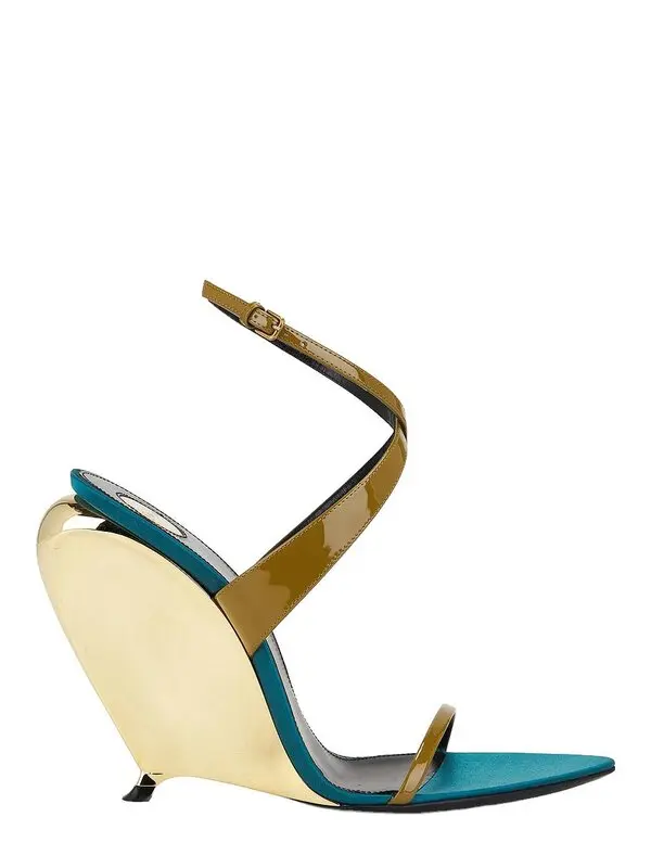 Saint Laurent Gippy Wedge Sandal - Oil Green
