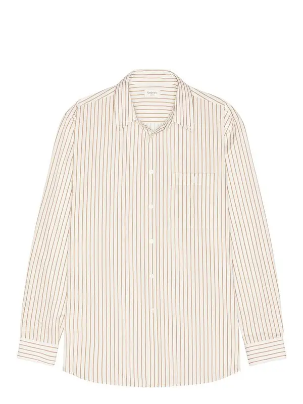 Saint Laurent Long Sleeve Shirt In Cream - Creme Caramel