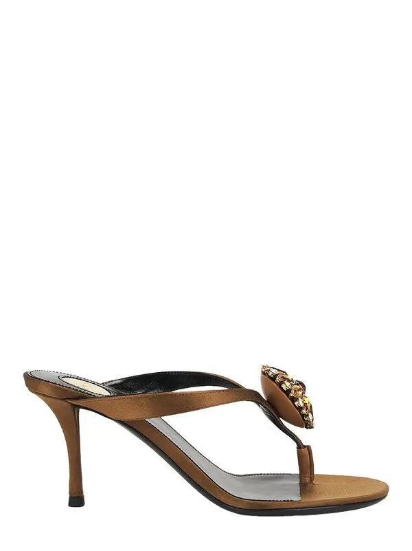 Saint Laurent Bridget Sandal - Deep Cognac & Rust Cognac
