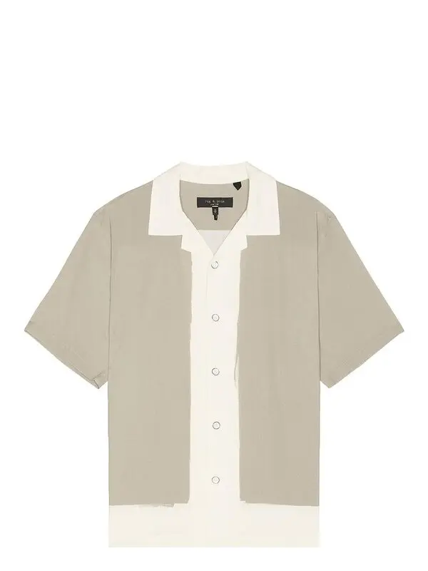 Rag & Bone Printed Avery Vacation Shirt In Grey - Tan Anthon