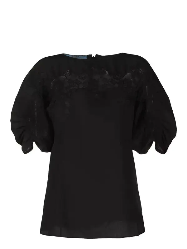 Prada Lace-panel Silk Blouse - Black