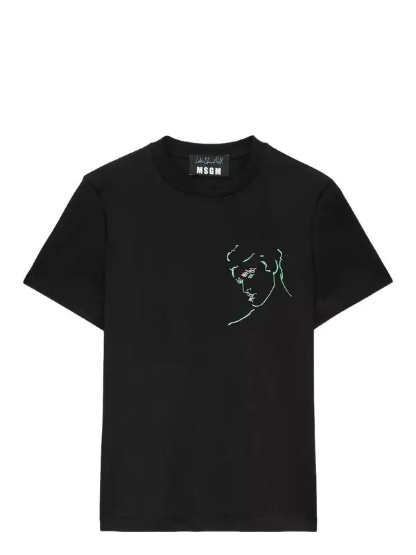 MSGM Embroidered-motif T-shirt - Black
