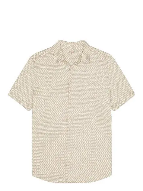 Faherty Brand Short Sleeve Hermosa Shirt In Cream - Island Sand Fishscale