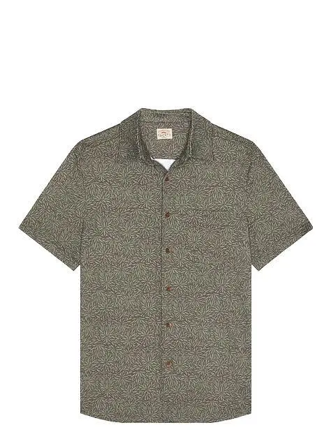 Faherty Brand Short Sleeve Hermosa Shirt In Green - Olive Frond