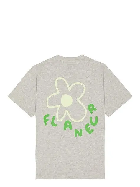 FLANEUR Blossom T-shirt In Light Grey - Heather Grey