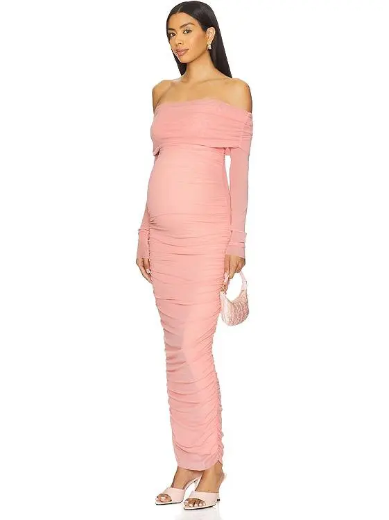 BUMPSUIT Off The Shoulder Mesh Dress - Dusty Pink