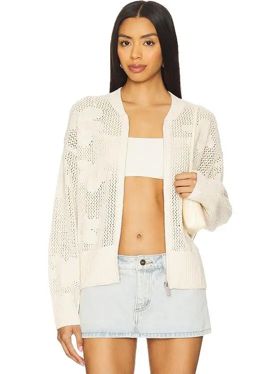 Sanctuary Embroidered Floral Zip-up Jacket - Eco Natural