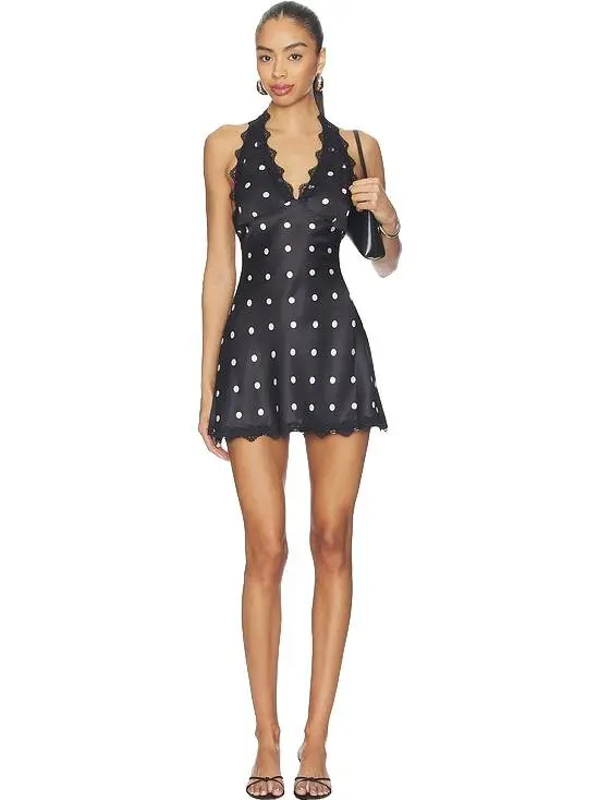 Lioness Stars Align Mini Dress - Noir Polka