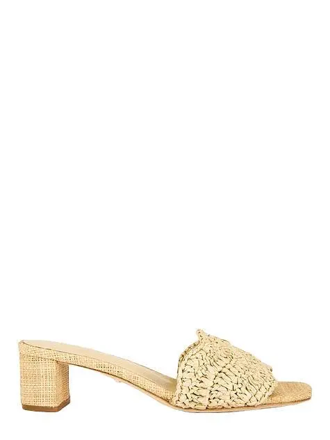 Raye Square Toe Block Heel Sandals - Raffia