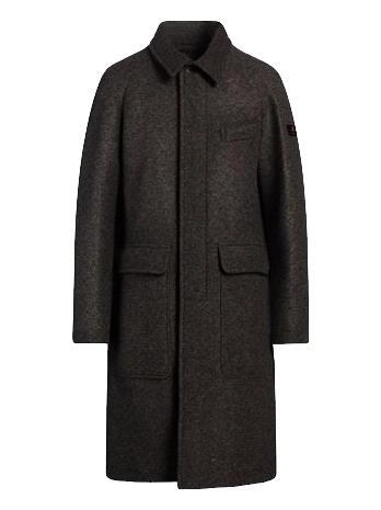 Peuterey Single-breasted Coat In Viscose, Polyester, Wool, And Virgin Wool - Khaki