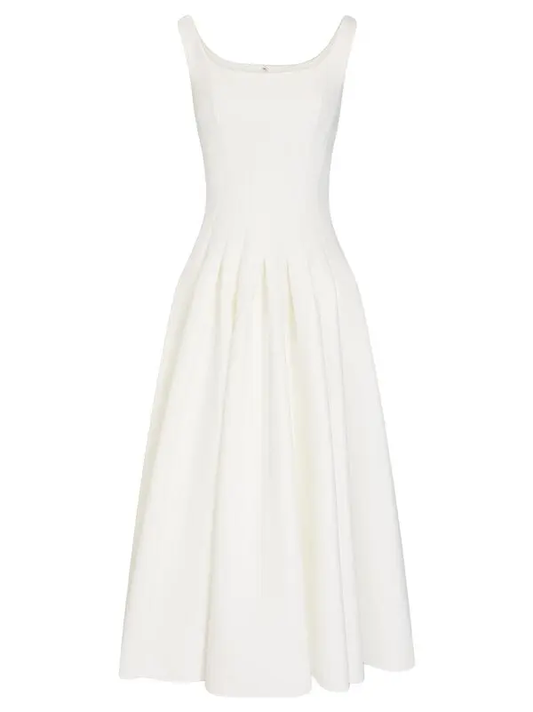 Huishan Zhang Darla Pleated Scuba Midi Dress - White