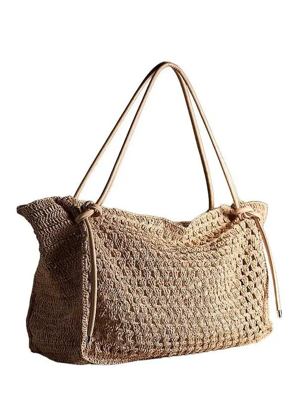 Dolce Vita Ravello Raffia Shoulder Bag - Beige
