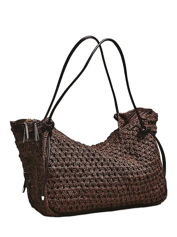 Dolce Vita Ravello Raffia Shoulder Bag - Chocolate