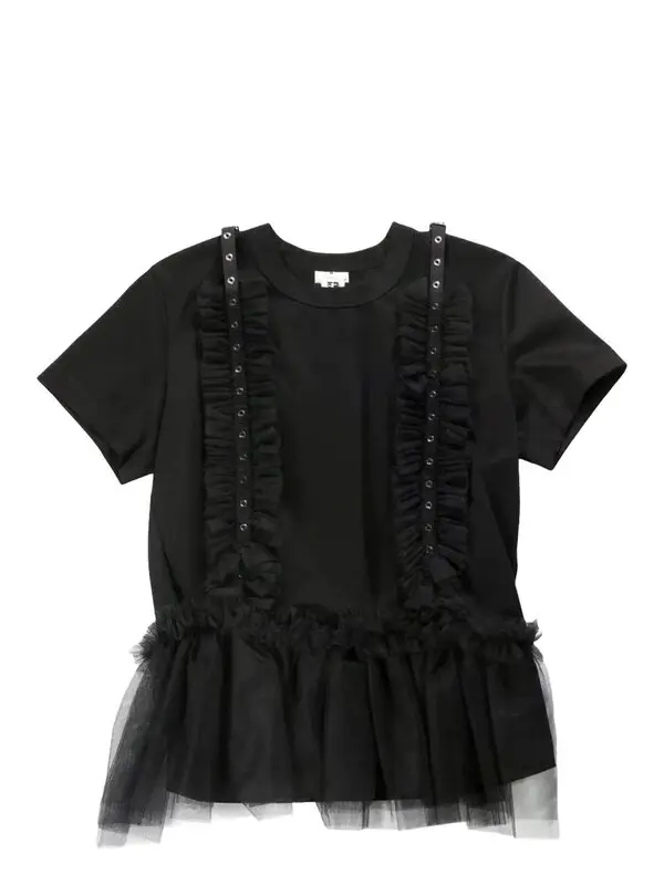 Noir Kei Ninomiya Tulle-detailing T-shirt - Black