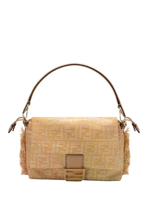 Fendi Zucca Mamma Fringed Canvas Shoulder Bag - Neutrals