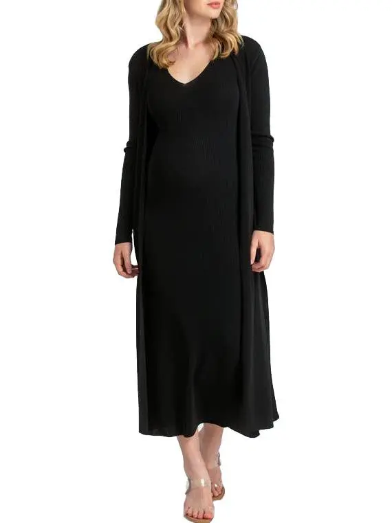 PIETRO BRUNELLI Longline Side Slit Maternity Cardigan - Black