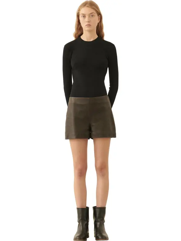 Veronica De Piante Mika Leather Shorts - Chocolate