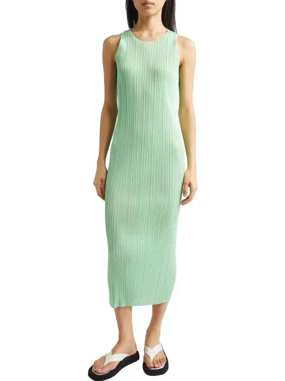 Issey Miyake Pleated Sleeveless Dress - Light Green
