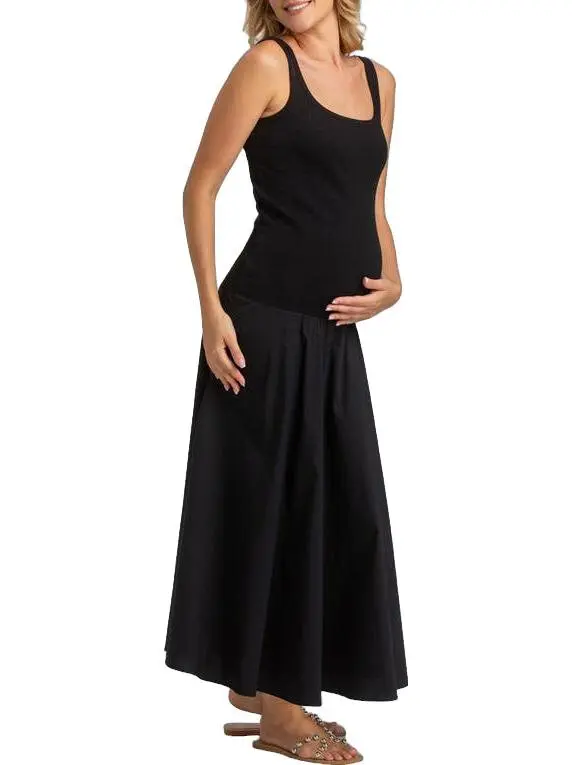PIETRO BRUNELLI Sleeveless Drop Waist Maternity Maxi Dress - Black