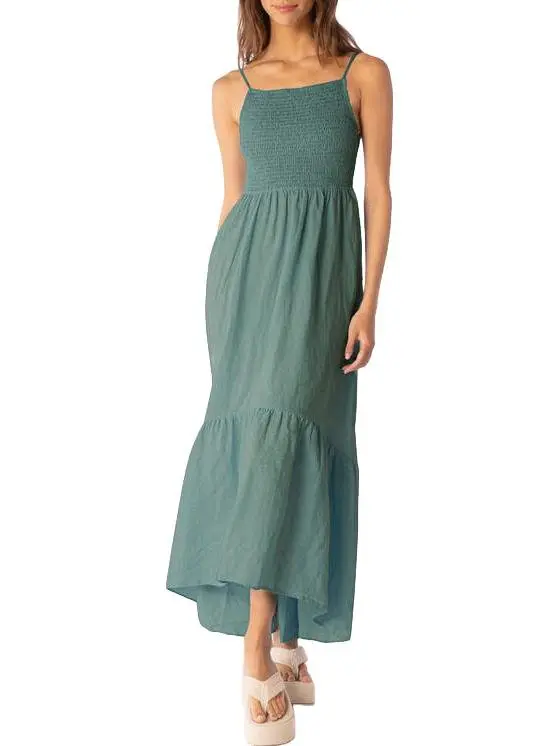 MAAJI Isadora Smocked Maxi Dress - Teal Green