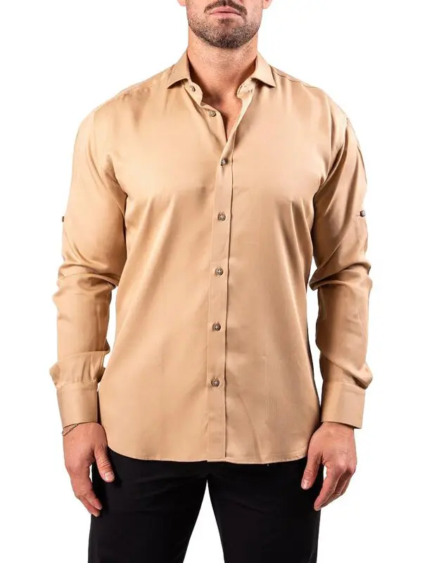 MACEOO Berlin Resistance Cotton Button-up Shirt - Brown