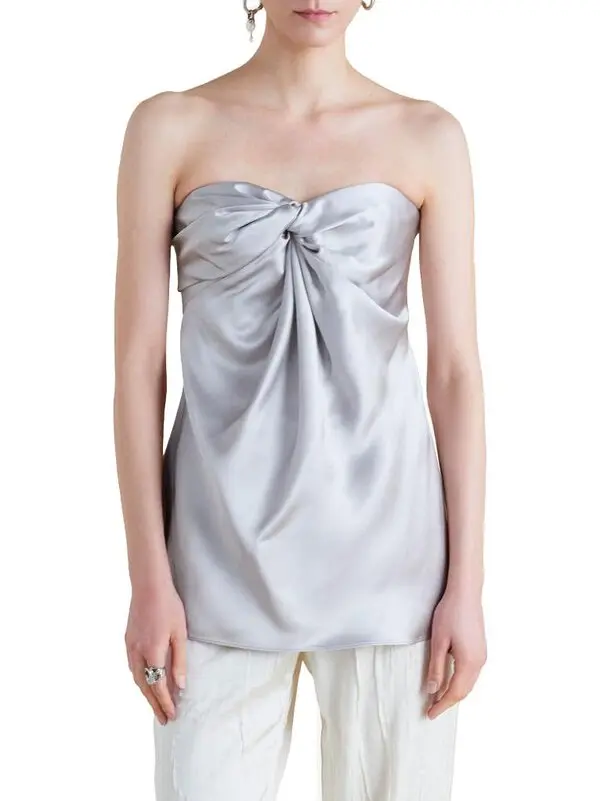 Marina Moscone Satin Twist Bustier - Pale Grey
