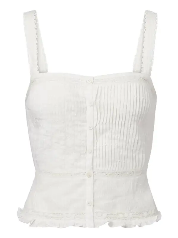 Poupette St Barth Berry Cropped Cotton Blouse - White