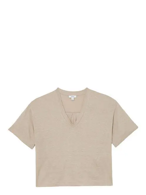 REISS Ember Relaxed-fit Linen T-shirt - Stone Neutral