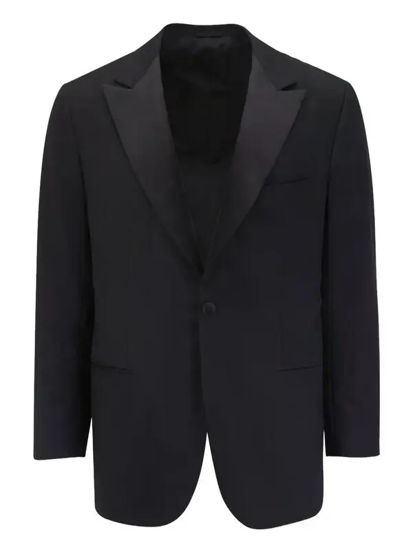 Kiton Satin-trim Blazer - Black