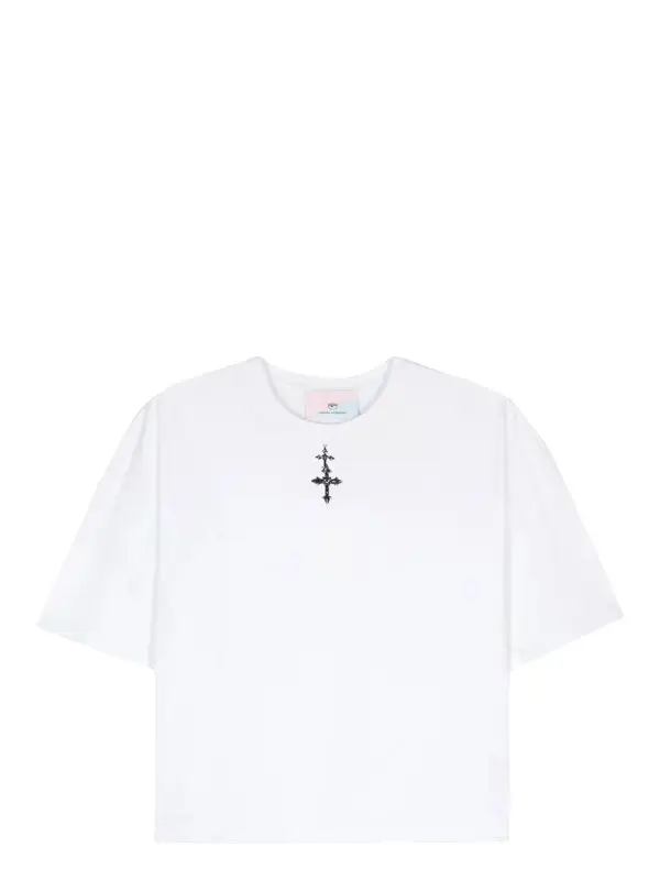CHIARA FERRAGNI Cross-charm Cotton T-shirt - White