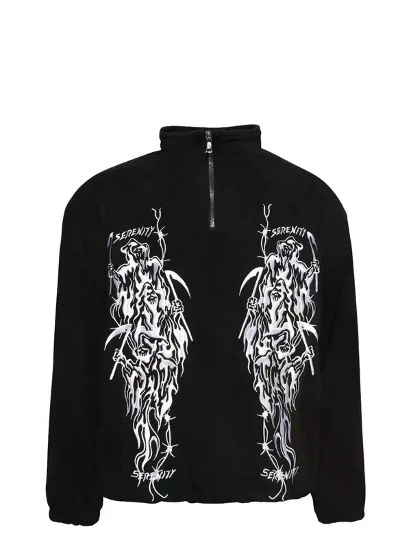 WARREN LOTAS Embroidered Half-zip Sweatshirt - Black