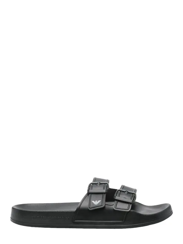 Emporio Armani Logo-print Slides - Black