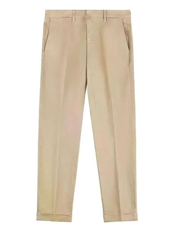 FAY Stretch-cotton Cropped Trousers - Neutrals