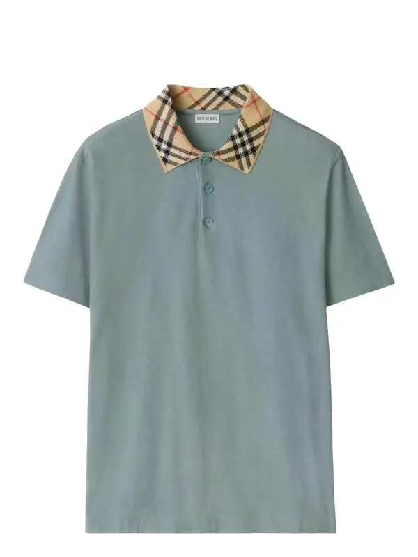 Burberry Checked-collar Polo Shirt - Blue